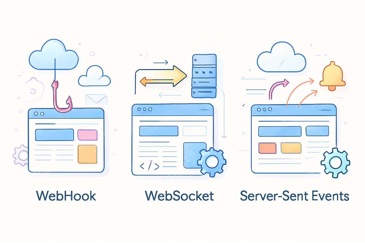 WebHook vs WebSocket vs Server-Sent Events